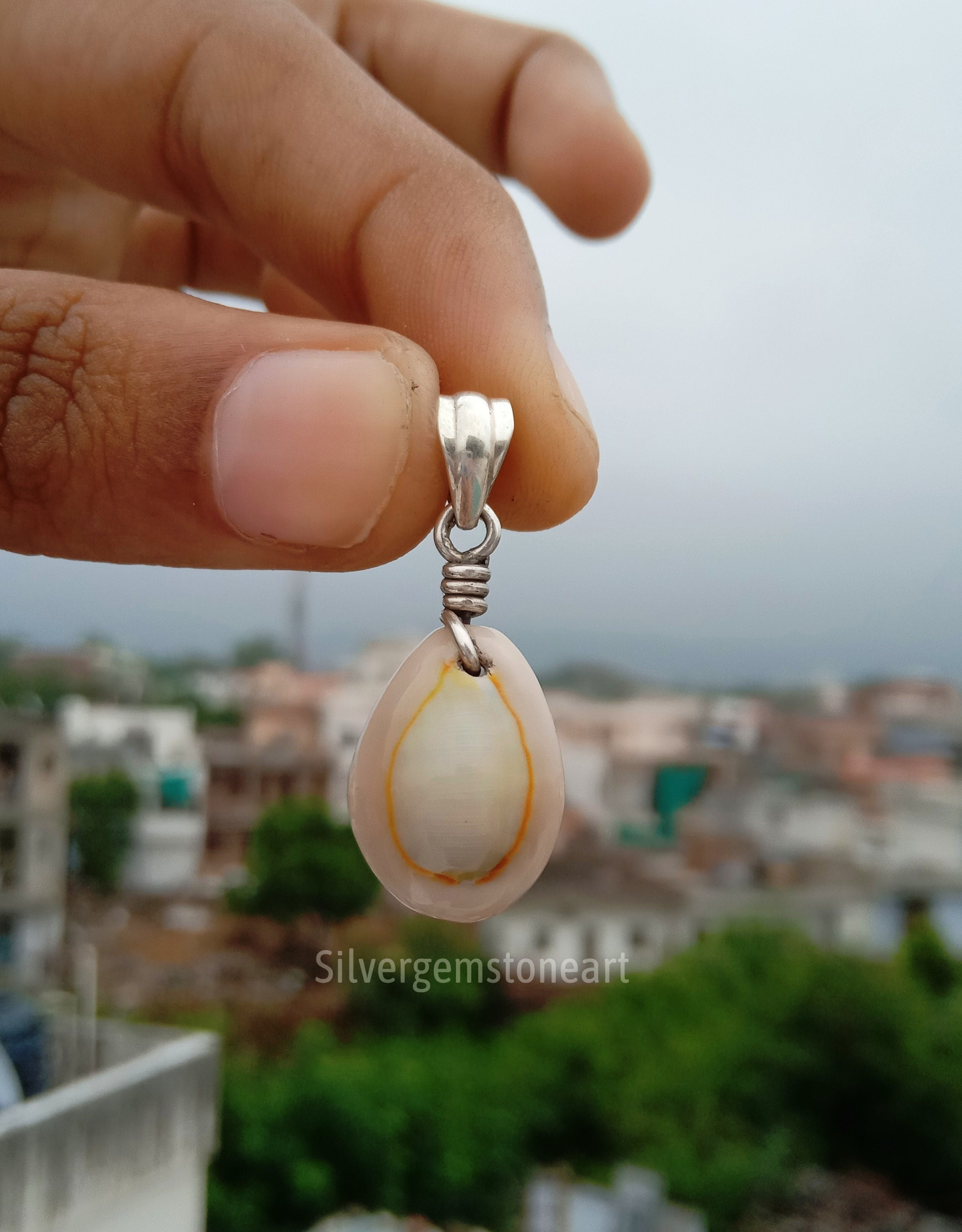 Natural Cowrie Shell Pendant 925 Silver Plated Cowrie - Etsy