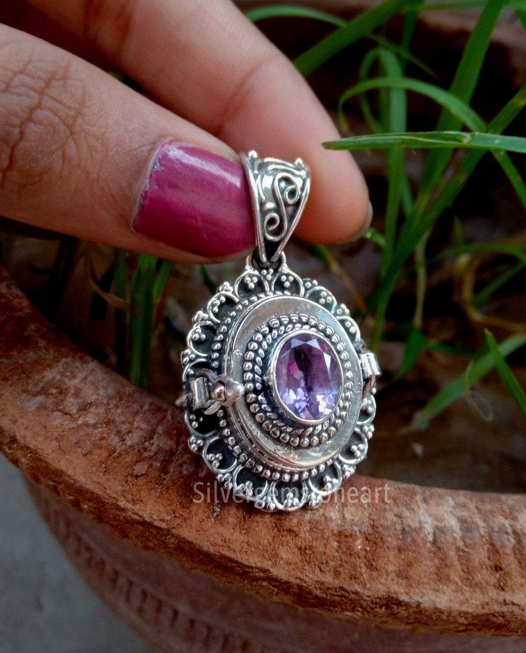 Poison Pendant Amethyst Poison Pendant Poison Box Pendant - Etsy