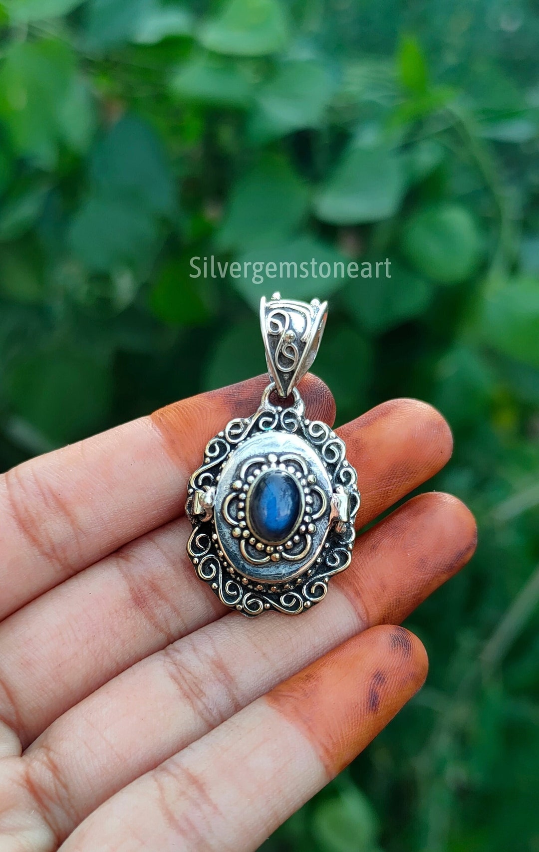 Poison Pendant Labradorite Pendant Vintage Poison Pendant Blue Flash ...