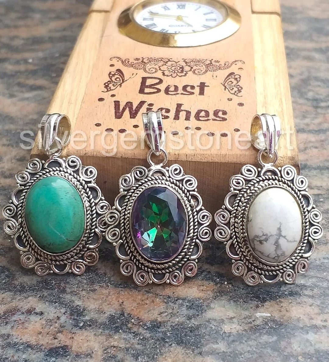 Natural Gemstone Pendant, Oval Stone Pendant, Healing Crystal Pendant ...