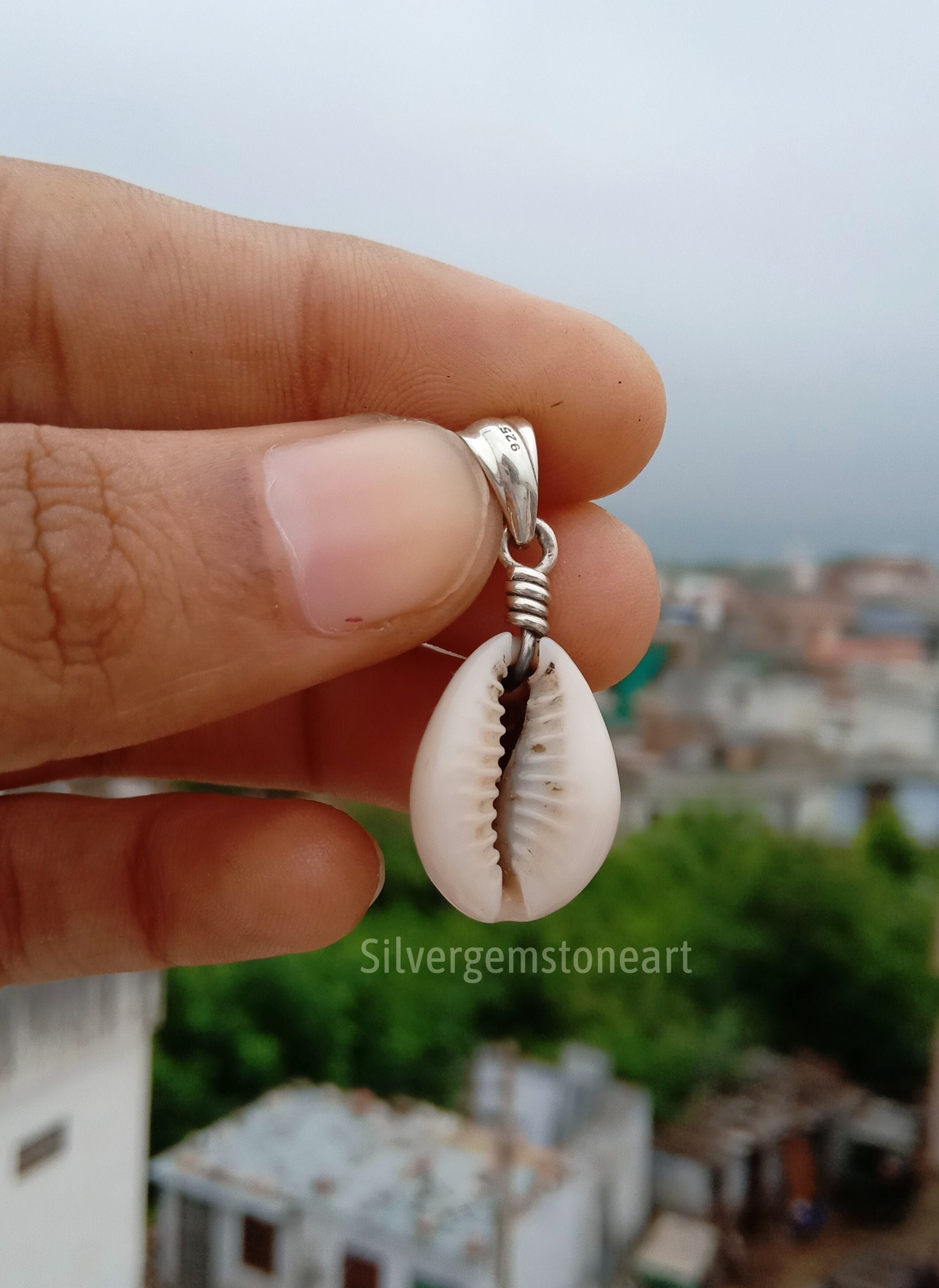Natural Cowrie Shell Pendant 925 Silver Plated Cowrie - Etsy
