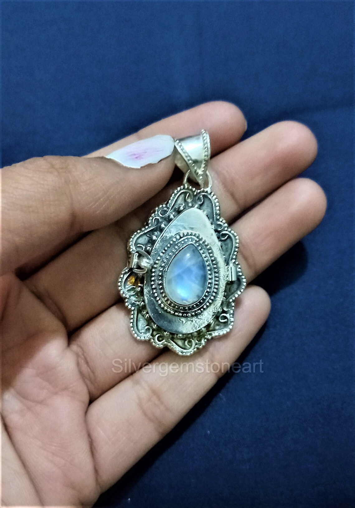 Poison Box Pendant Moonstone Pendant Poison Pendant Large - Etsy