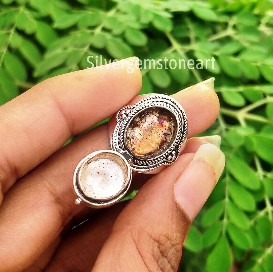 Pink Moonstone Ring Poison Box Ring Pillbox Ring Self-love - Etsy