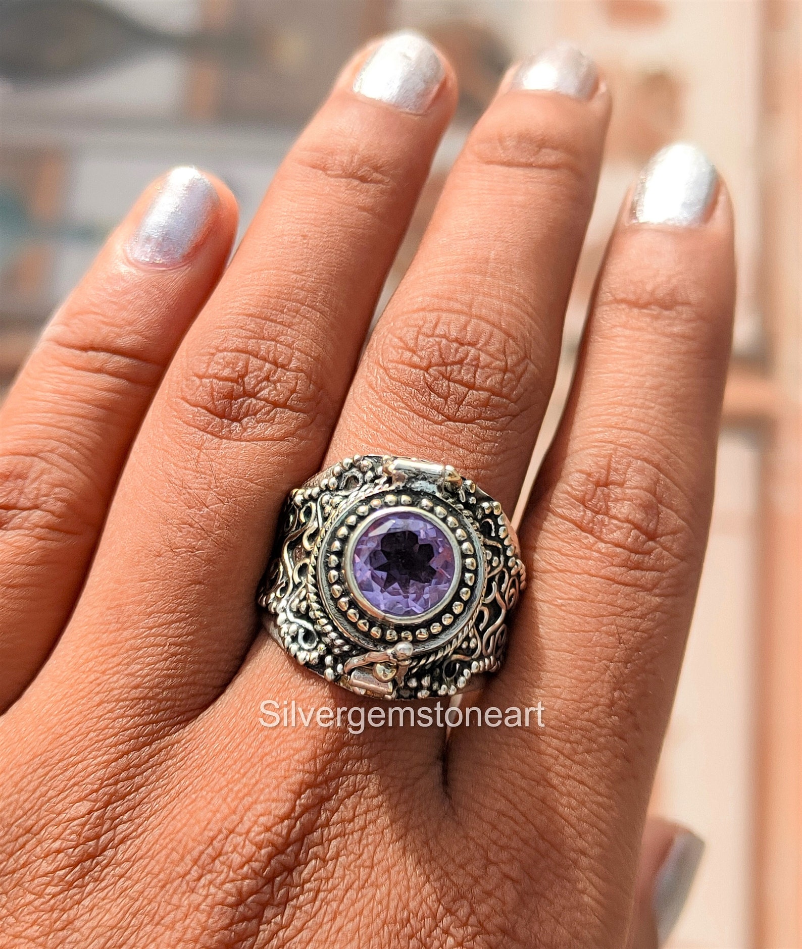 Faceted Amethyst Ring Amethyst Designer Ring Boho Ring - Etsy