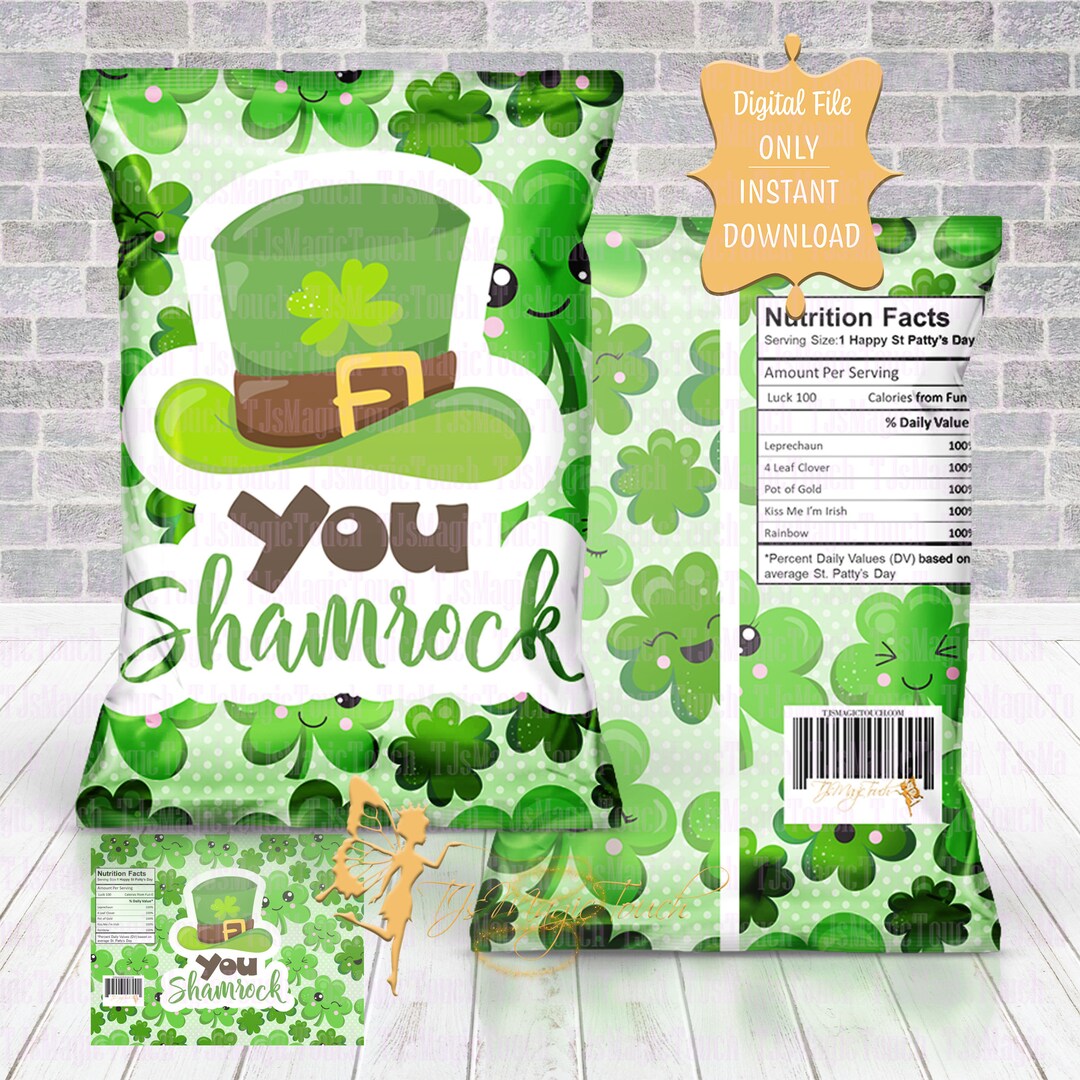 St Patrick's Day Chip Bag Digital File, St Patty's Day Instant Download ...