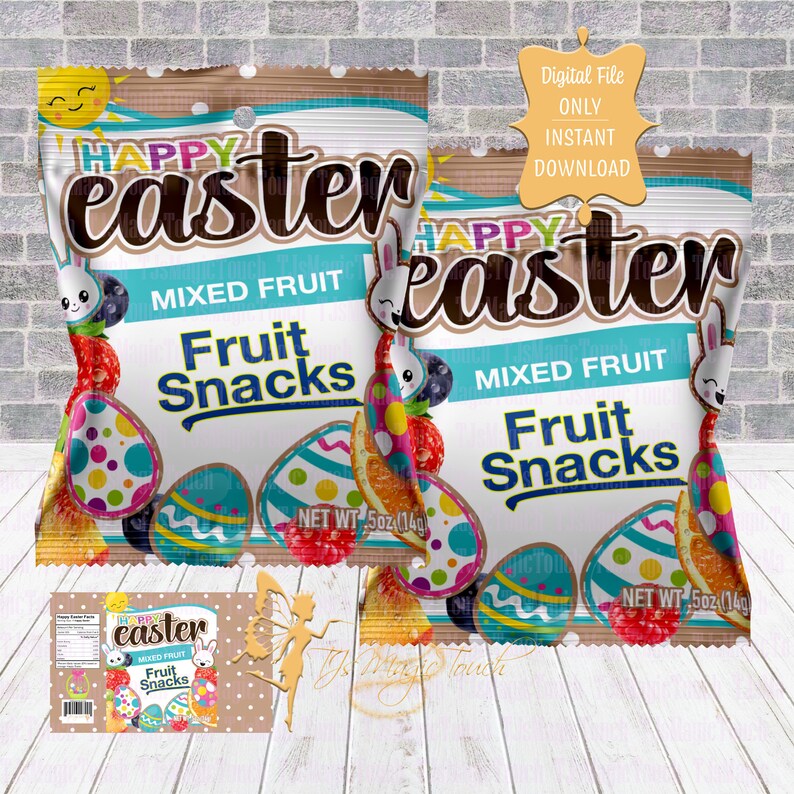 Happy Easter Fruit Snack Wrapper Easter Treats Instant - Etsy