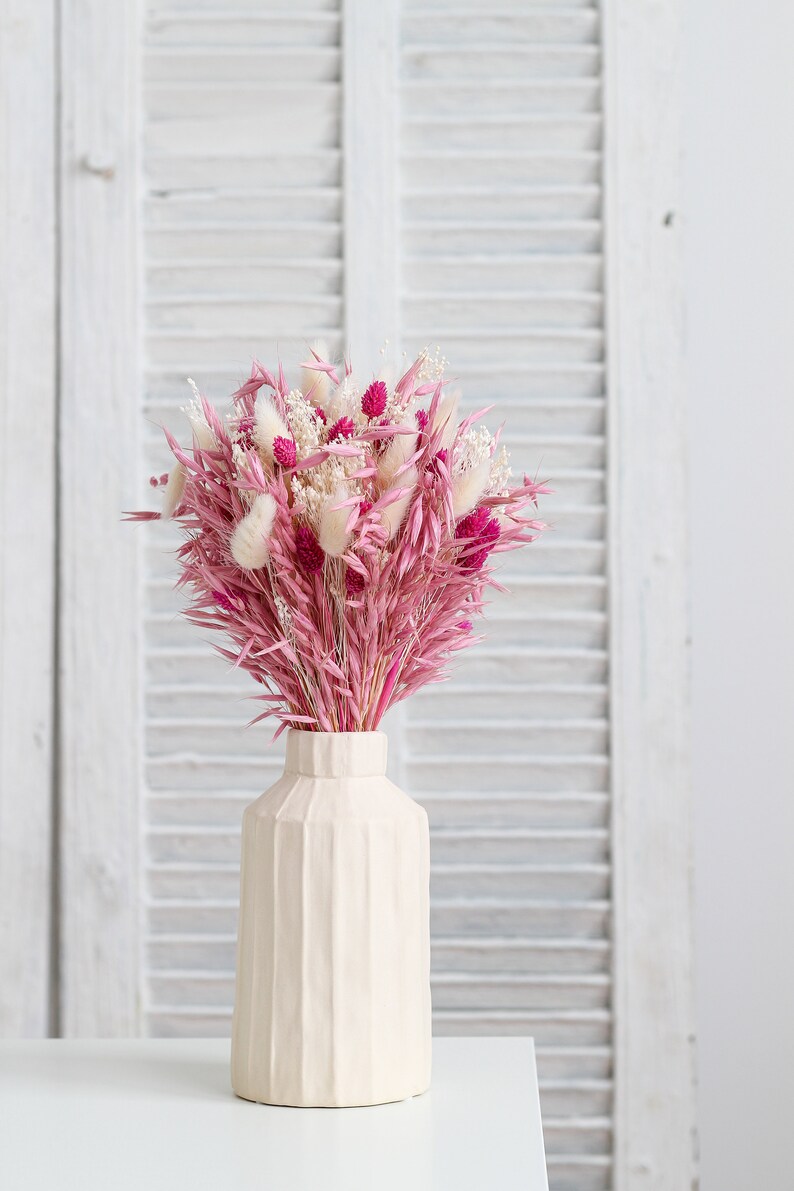 Pink Oat Wedding Bouquet, Real Dry Flowers, Gift for Her, Long Lasting ...