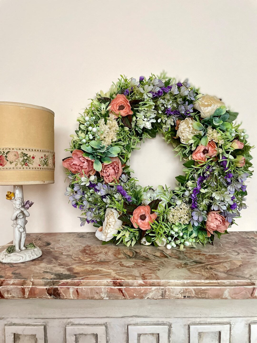 Greenery Parade Large Door Wreath, Floral Spring Wall Hanger - Etsy