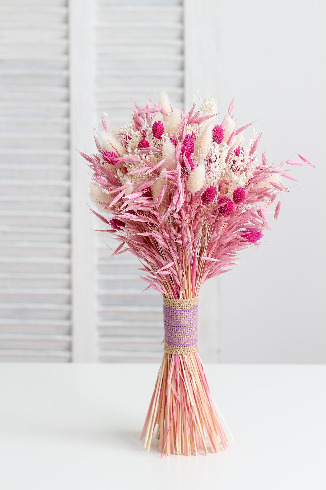 Pink Oat Wedding Bouquet, Real Dry Flowers, Gift for Her, Long Lasting ...