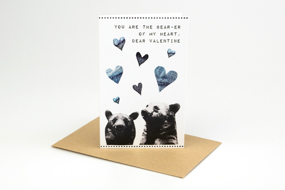 12 Bear Valentine Cards for Kids Bearer of My Heart Collage Mini Card ...
