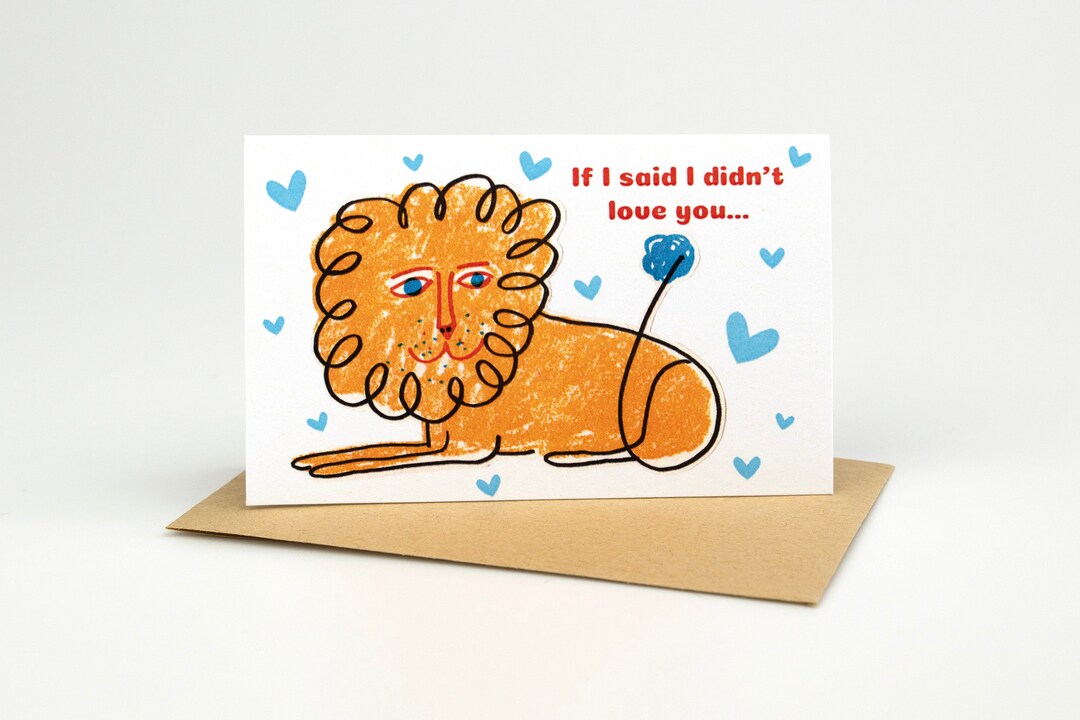12 Lion Valentine Cards for Kids Punny Playful Cat Cards Mini Card 12 ...