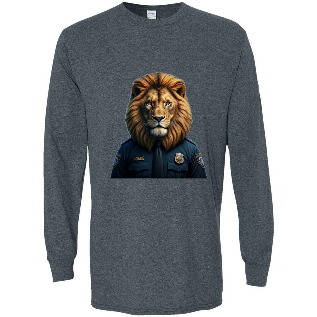 The Lion Protects Police Officer Long Sleeve Mens Tshirt - Etsy