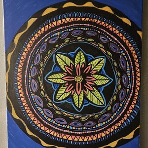 Radiant Lotus Mandala – Original Acrylic Marker Artwork on Canvas - Etsy