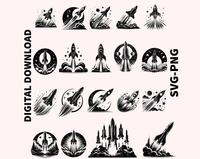 Rocket SVG, Rocket Cut File, Rocket Silhouette, Space SVG, Space Cut ...