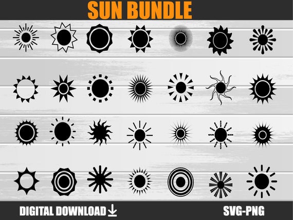Sun Svg Sun Bundle Svg Sun Silhouette Sun Cut File Sun Etsy