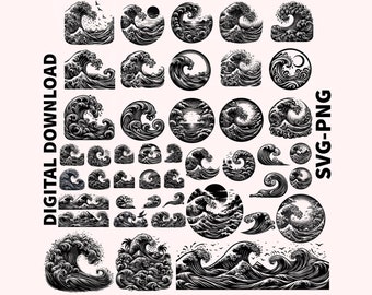 Wave Svg Bundle, Beach Svg, Ocean Svg, Water Svg, Wave Cricut, Sea ...