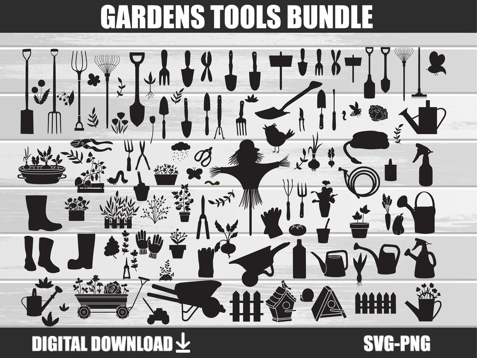 Garden Tools SVG Bundle Svg Gardening Gardening SVG Tools - Etsy