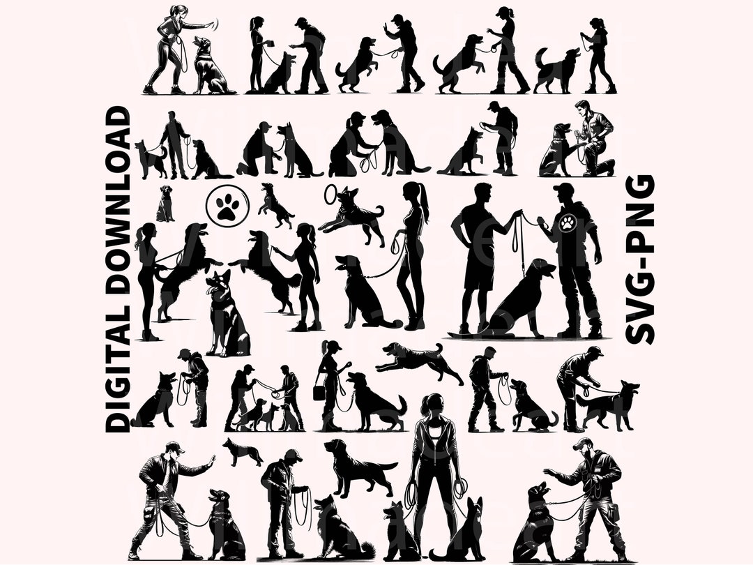 Dog Trainer Svg, Dog Mom Svg, Dog Trainer Silhouette, K9 Silhouette ...