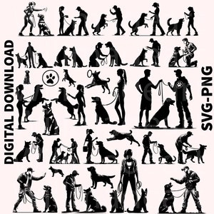 Dog Trainer Svg, Dog Mom Svg, Dog Trainer Silhouette, K9 Silhouette ...