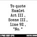 To Quote Hamlet Svg, to Quote Hamlet Png, Funny Literary T-shirt Design ...