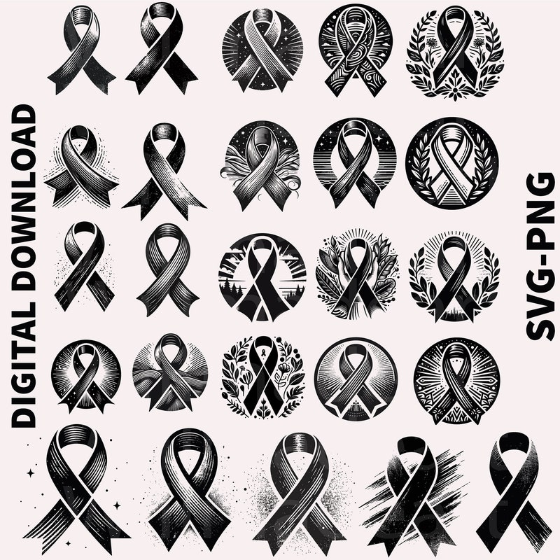 Cancer Ribbon Svg - Etsy