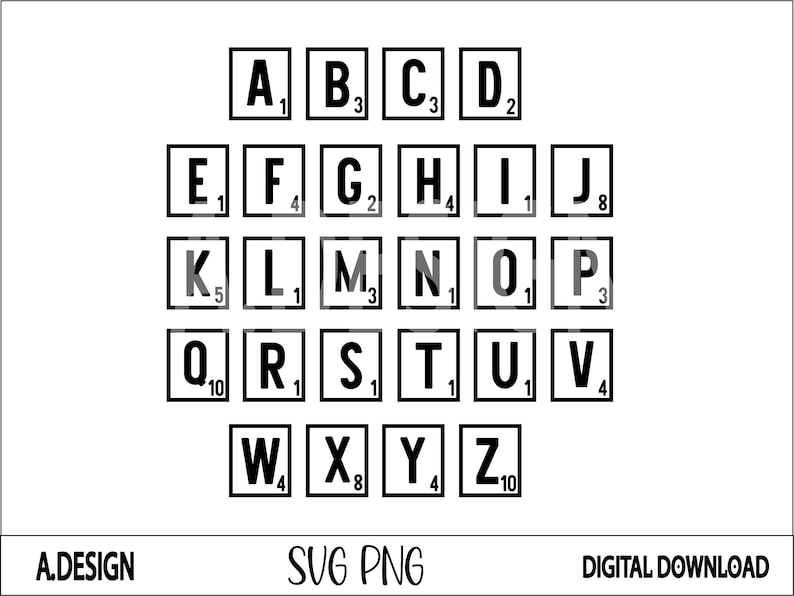 Scrabble letras SVG, Scrabble Tile Svg archivo de corte del alfabeto ...
