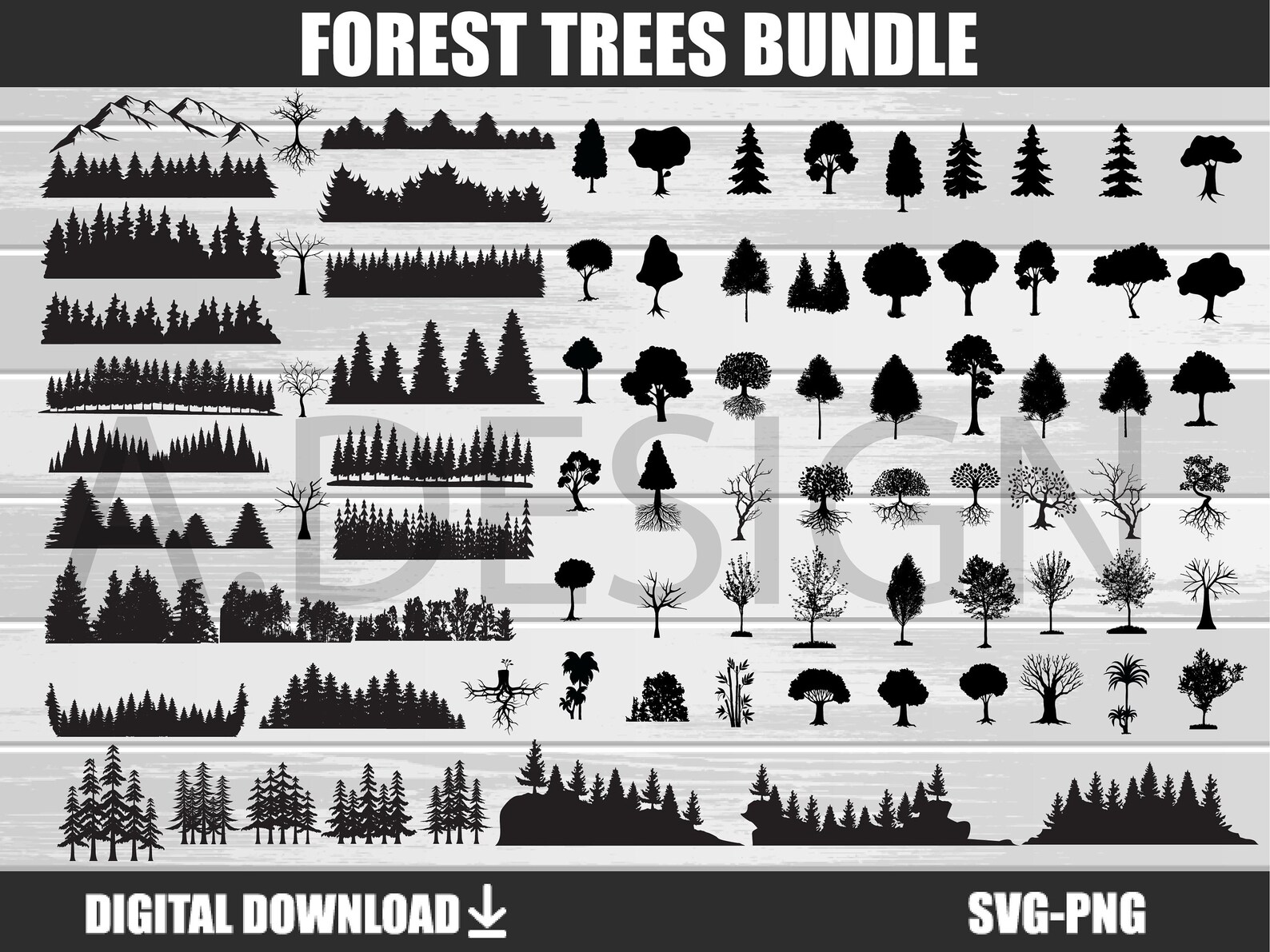 Forest Svg Bundletree Svg Bundle Forest Svg Cut Files for - Etsy