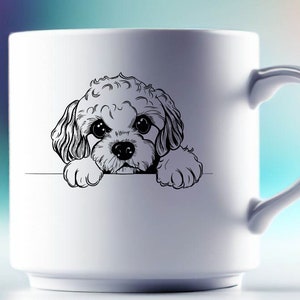 Cavapoo Svg, Peeking Cavapoo Dog SVG, Cavapoo Dog Head SVG, Cavapoo Dog ...