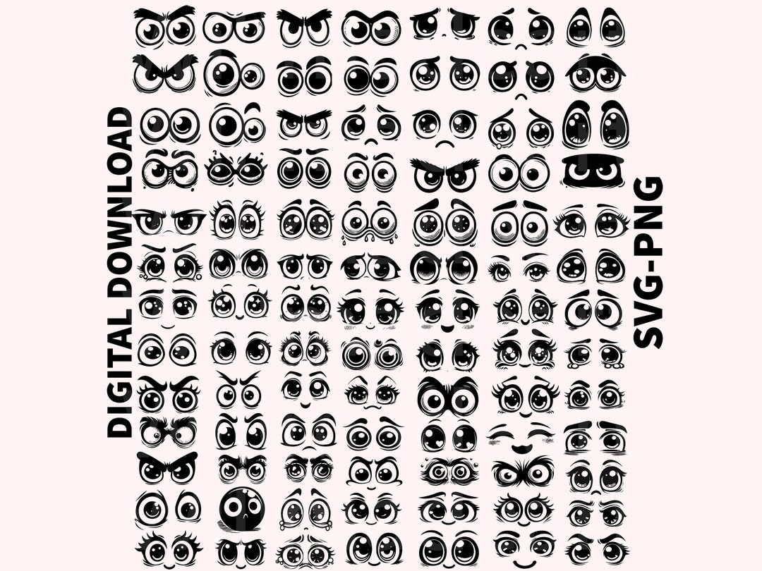 Cartoon Eyes Svg Cartoon Eyes Svg Png Files for Cricut Cartoon Eyes Cut ...