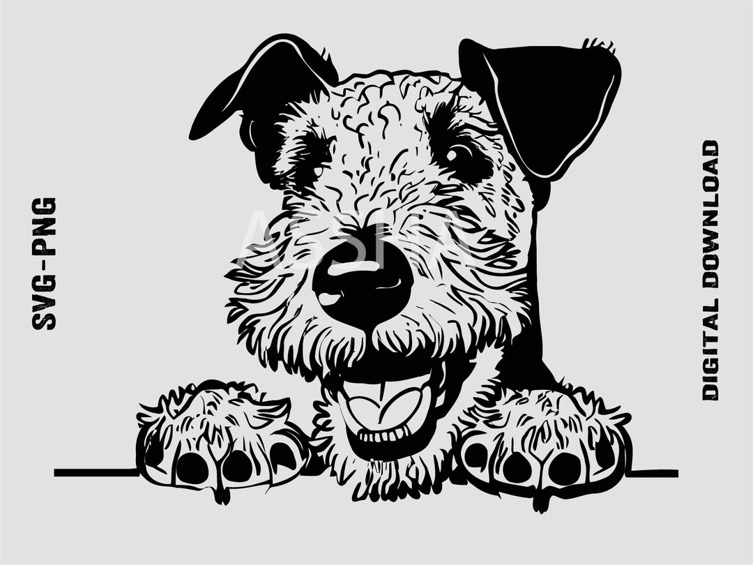 Peeking Airedale Terrier Svg, Airedale Terrier Png, Airedale Terrier ...