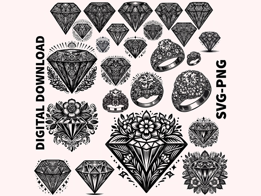 DIAMOND SVG, Diamond SVG Files, Diamond Vector, Cricut, Silhouette ...