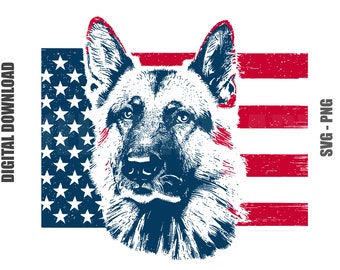 GERMAN SHEPHERD SVG With American Flag German Shepherd - Etsy