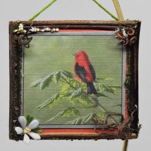 Miniature Framed Red Bird Picture Wall Decor - Etsy