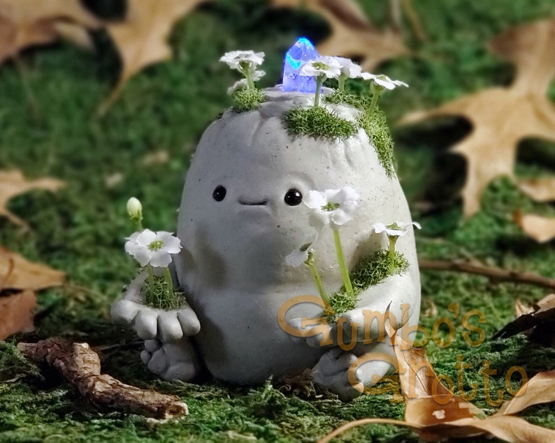Flower Rock Monster Figurine: Handmade Polymer Clay Fantasy Creature - Etsy