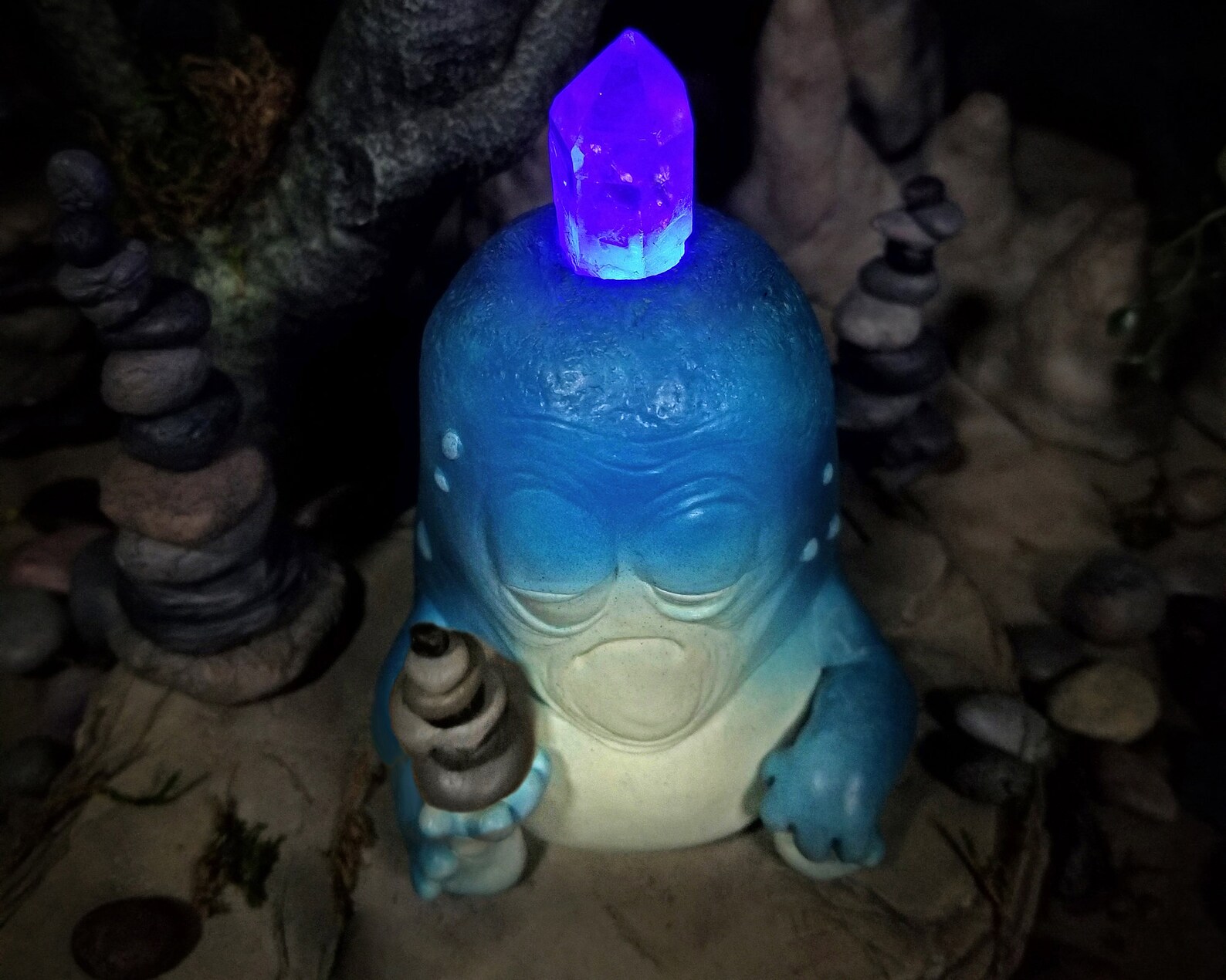 Meditating Zen Rock Monster Magic Glowing Crystal Polymer Clay | Etsy
