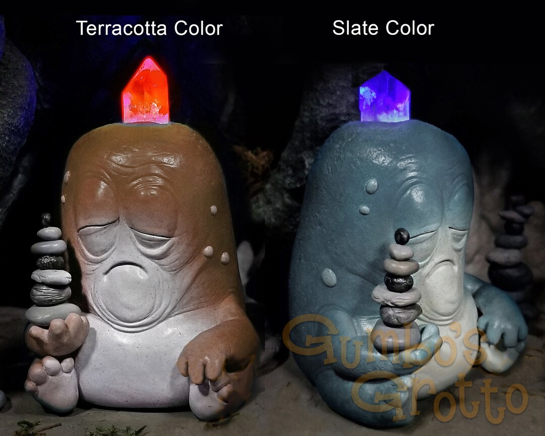 Meditating Zen Rock Monster Magic Glowing Crystal Polymer Clay Fantasy ...