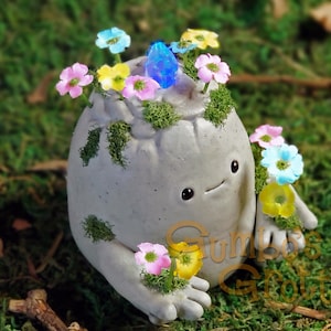 Flower Rock Monster Figurine: Handmade Polymer Clay Fantasy Creature - Etsy