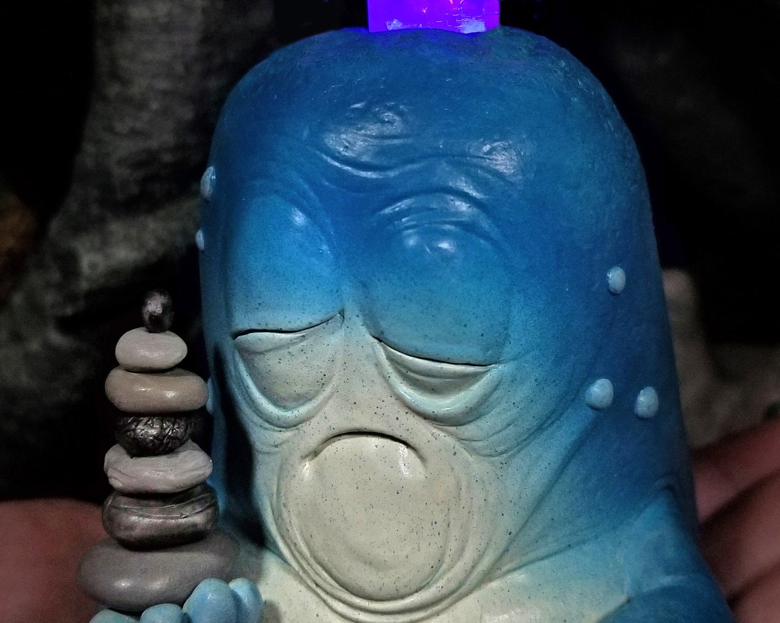 Meditating Zen Rock Monster Magic Glowing Crystal Polymer Clay | Etsy