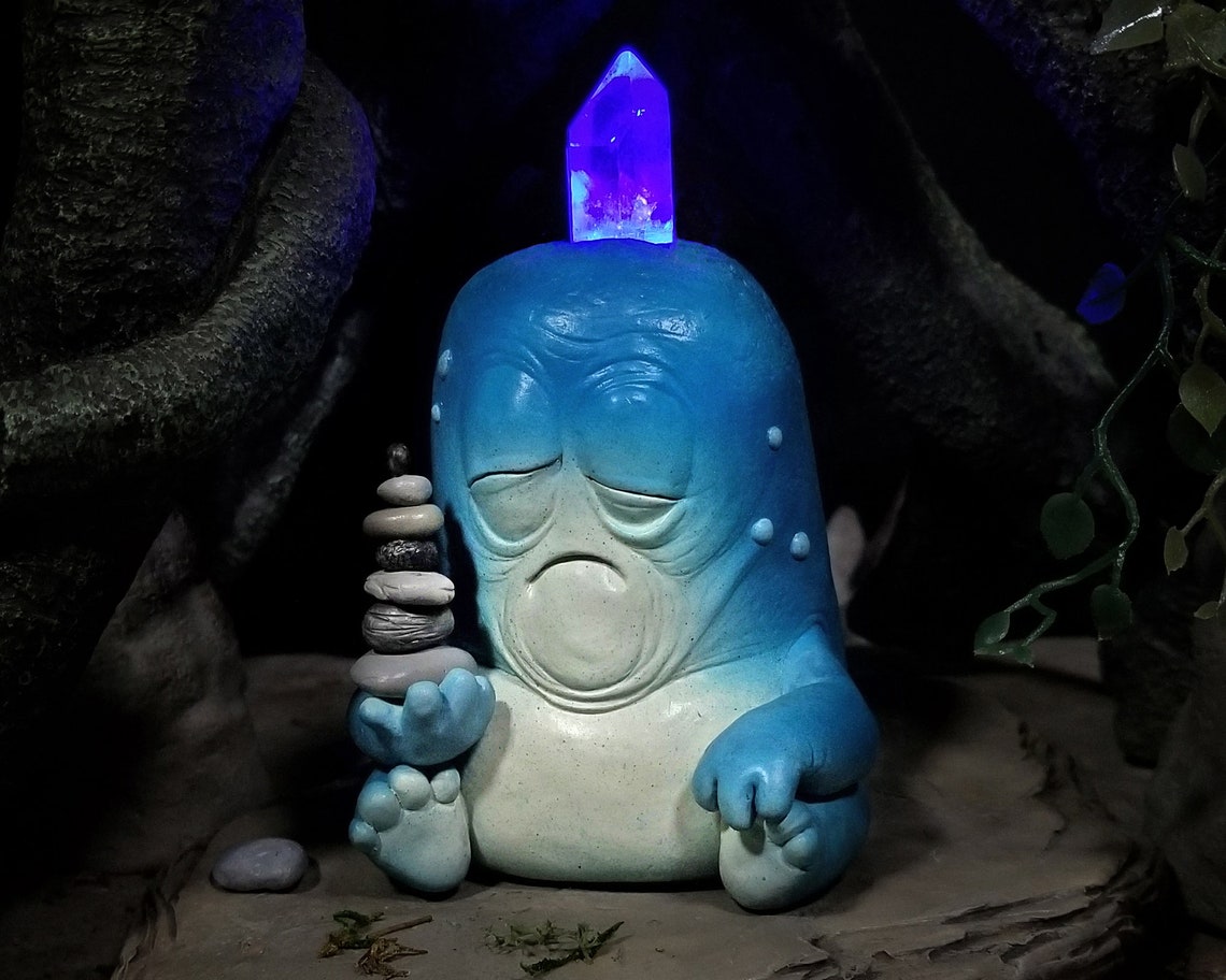 Meditating Zen Rock Monster Magic Glowing Crystal Polymer Clay | Etsy