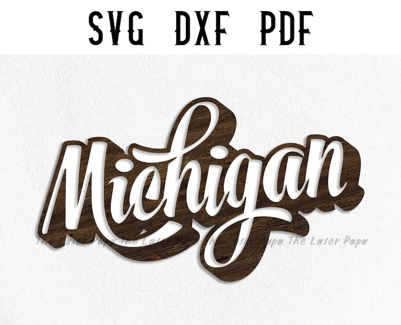 Michigan Plaque Laser Cut File: Multilayered Home Decor (SVG, DXF, PDF ...