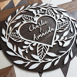 Floral Heart Round Sign SVG: Personalized Laser Cut File (digital ...