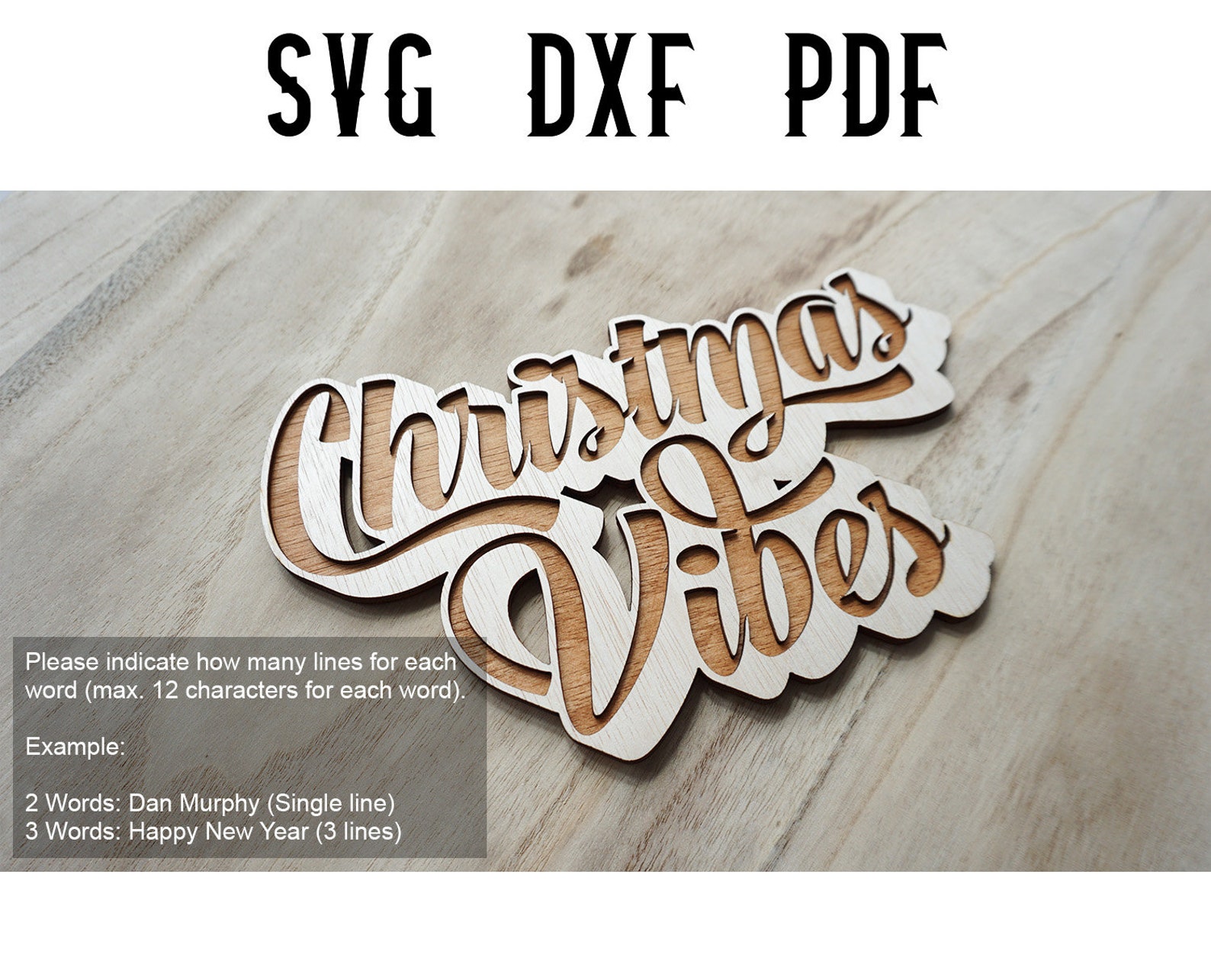 Custom Illustrated Word Laser Cut File: Personalized Plywood Art ...
