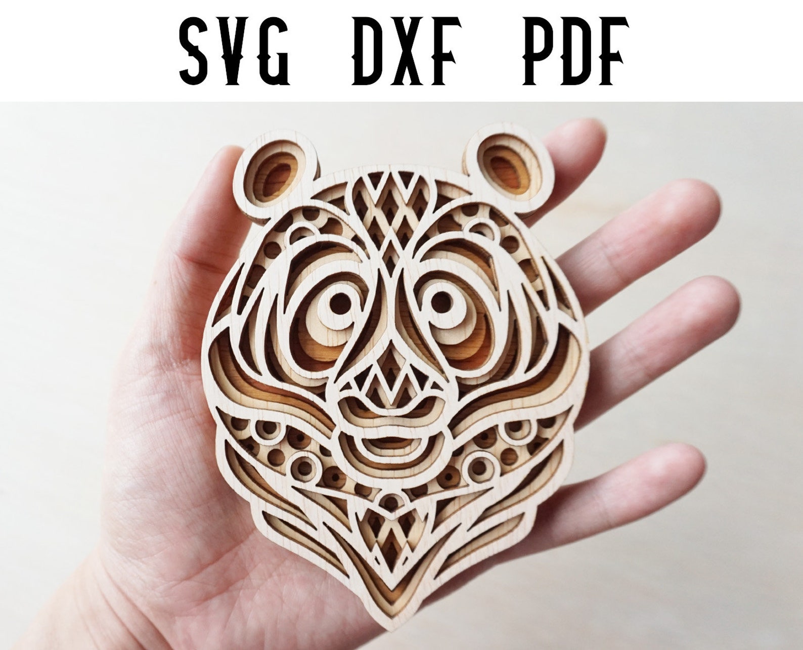 Panda Palm-sized Layered Mandala Laser Cut File Animal - Etsy