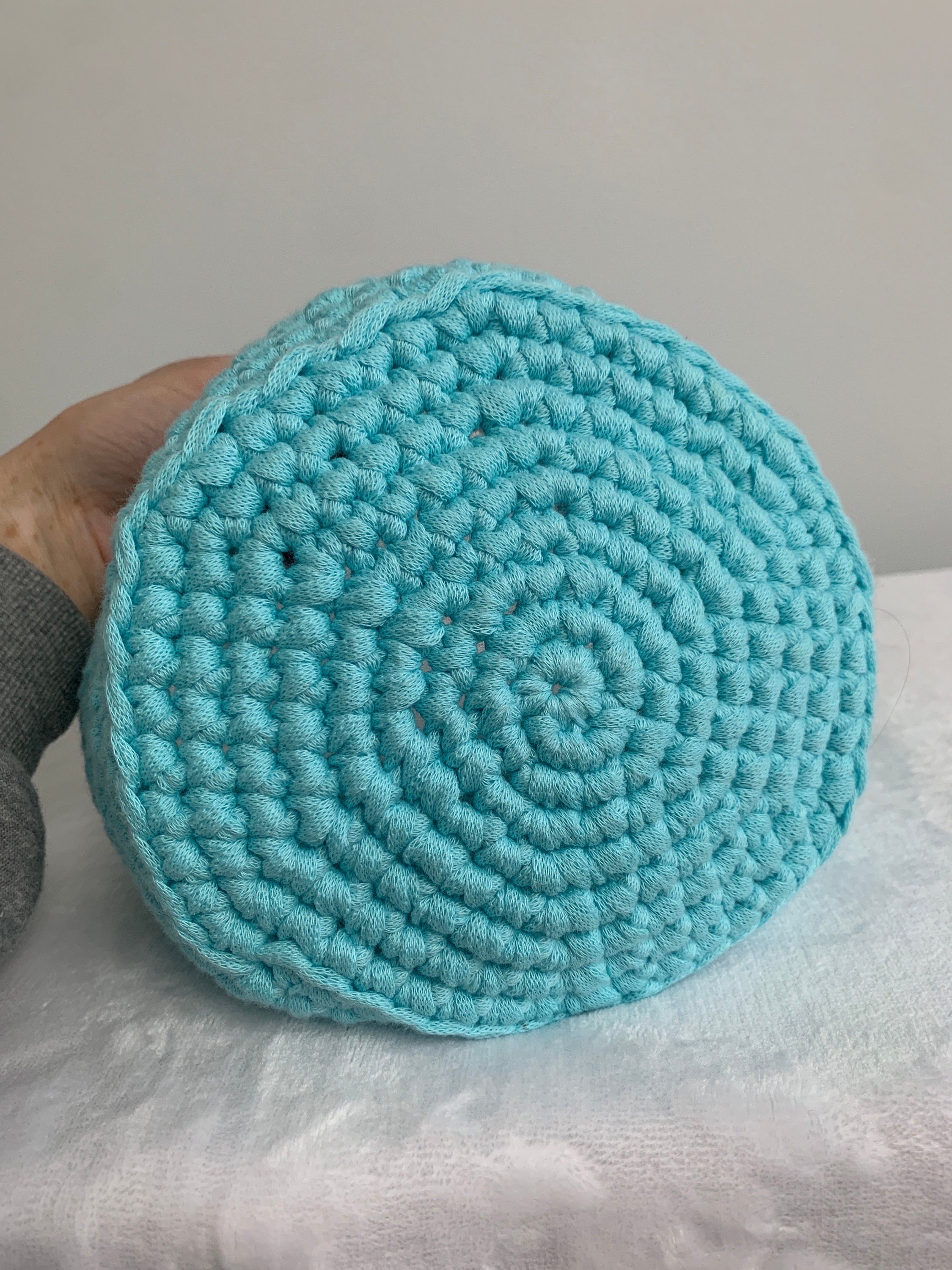 Medium Handmade Crocheted Structured Basket, Light Blue, Gift Basket - Etsy