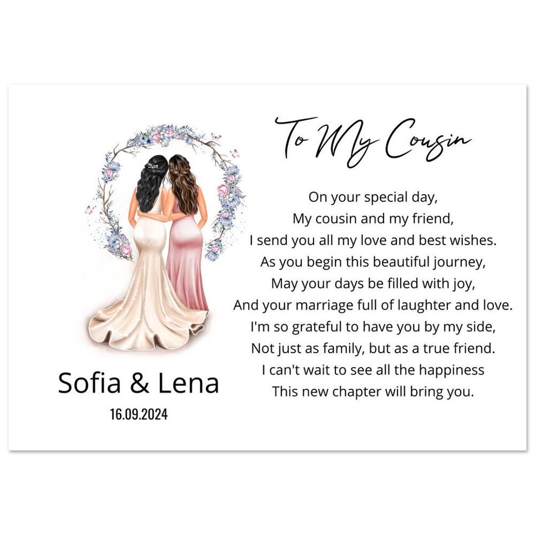 Personalized Cousin Wedding Gift Custom Wedding Keepsake to My Cousin ...