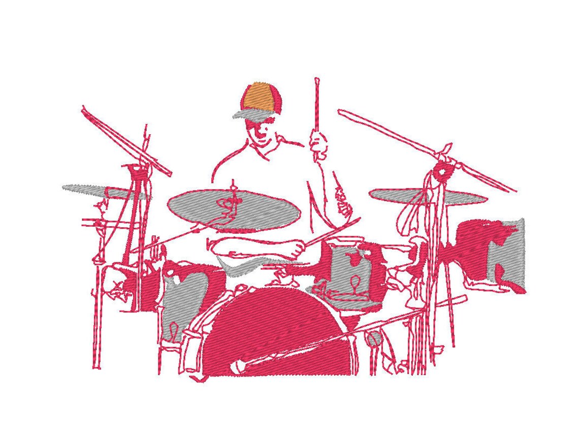 Drum Set Machine Embroidery DesignMachine Embroidery | Etsy
