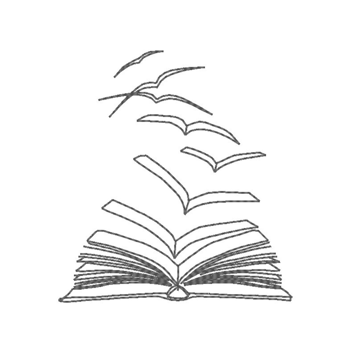 Open Book Machine Embroidery Design, Reading Book Embroidery Pattern ...