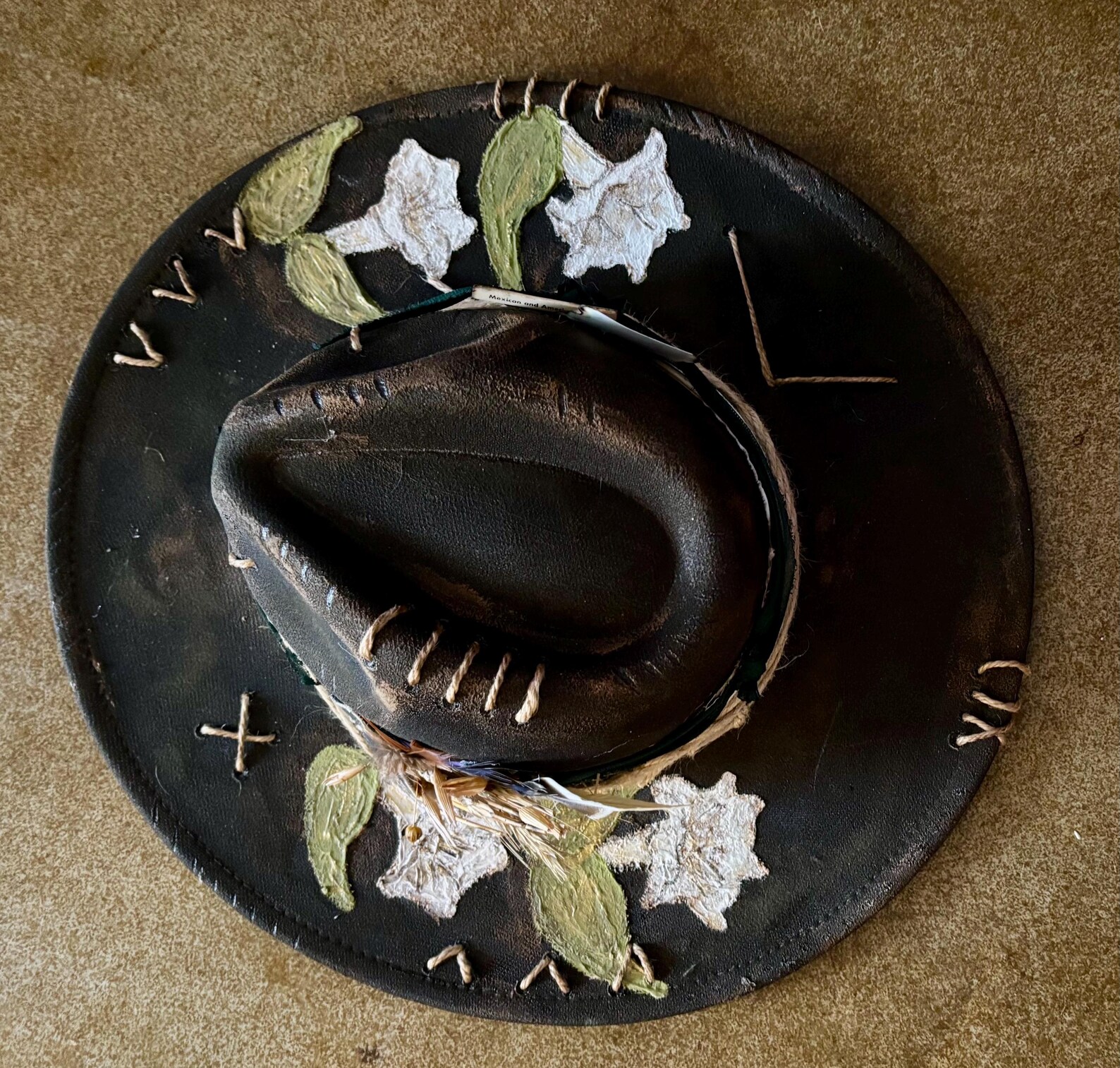 Emery ..green Hand Painted Fedora Style Cowboy Cowgirl Hat - Etsy