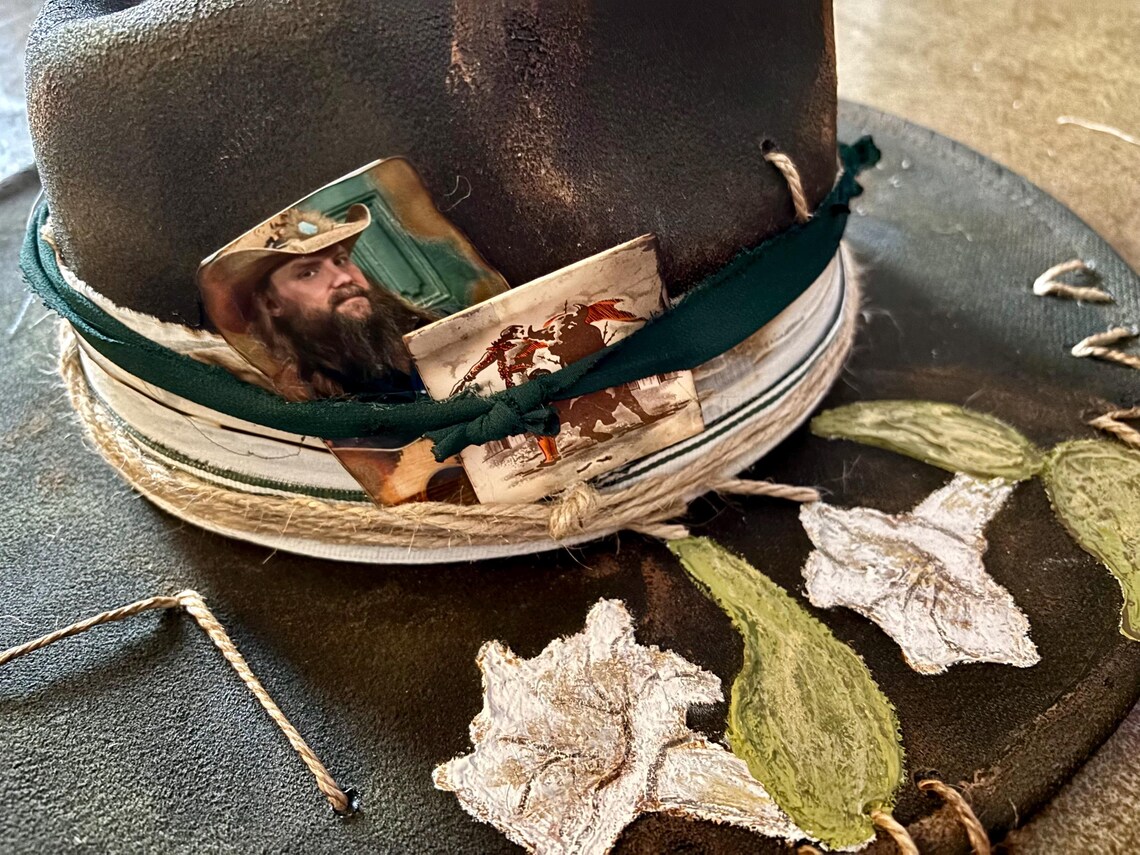 Emery ..green Hand Painted Fedora Style Cowboy Cowgirl Hat - Etsy