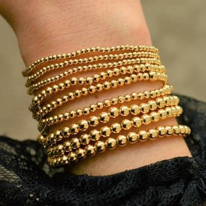 Gold Bead Bracelet Beaded Bracelet Gold Bracelet Stack | Etsy